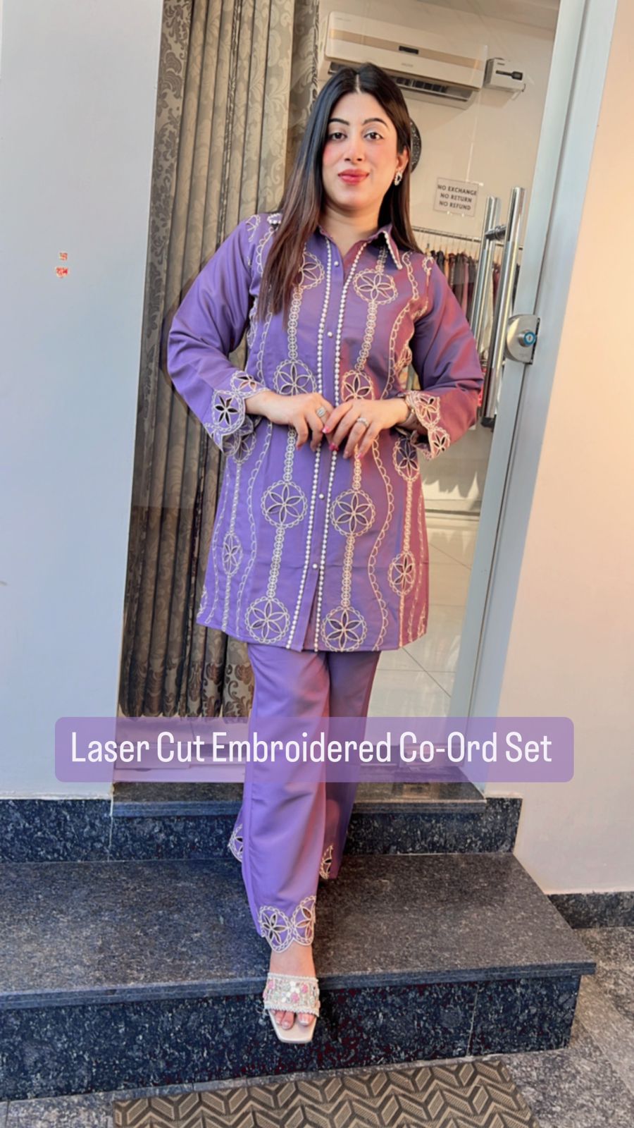 LASER CUT FLOWER EMBROIDERED CO-ORD – LABELSARAH.COM